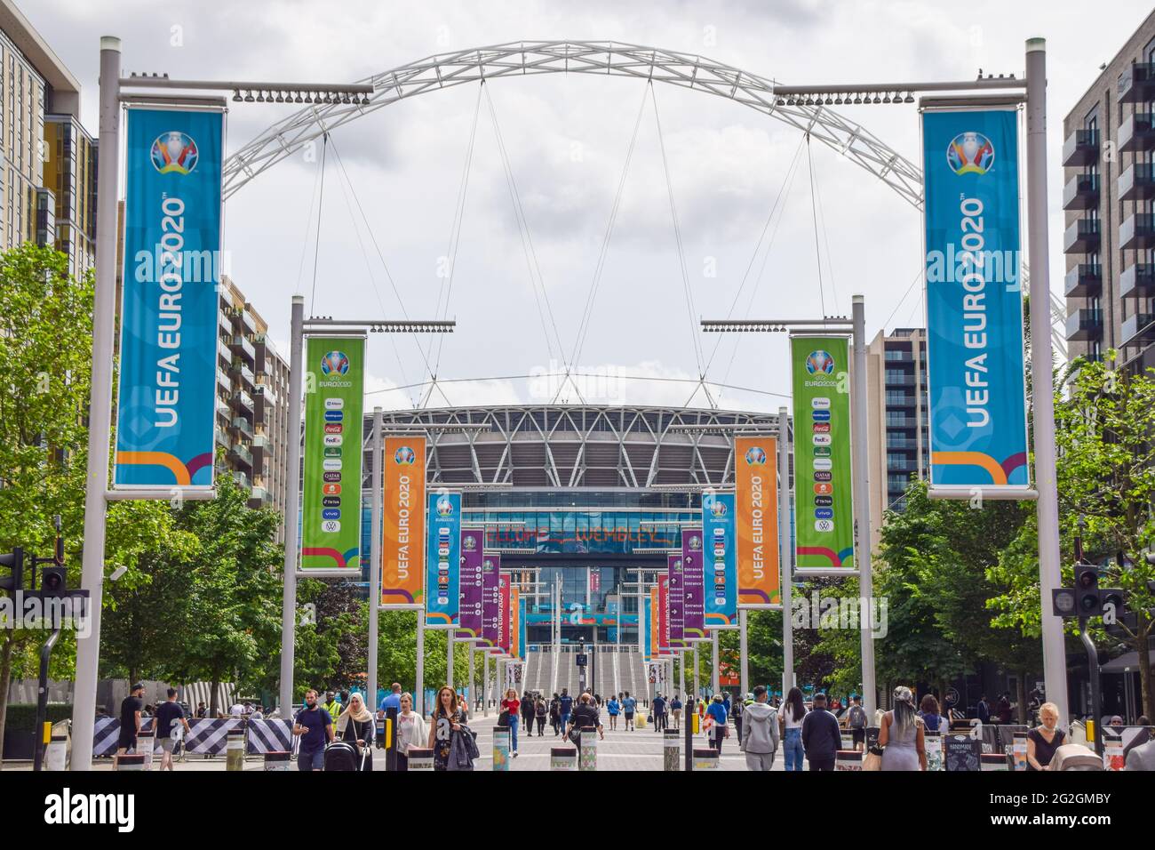 London, United Kingdom. 11th June, 2021. UEFA Euro 2020 banners and ...