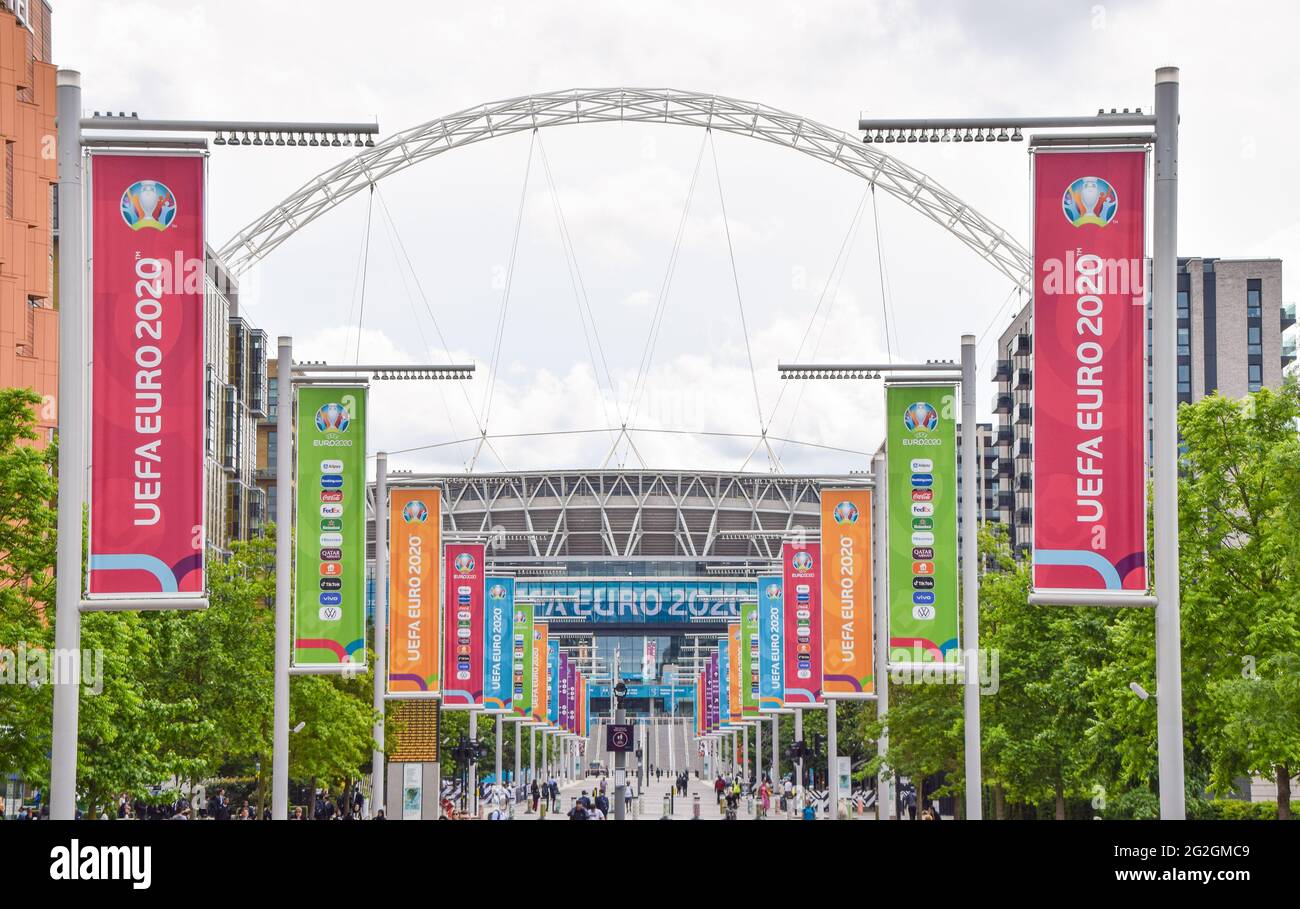 London, United Kingdom. 11th June, 2021. UEFA Euro 2020 banners and ...