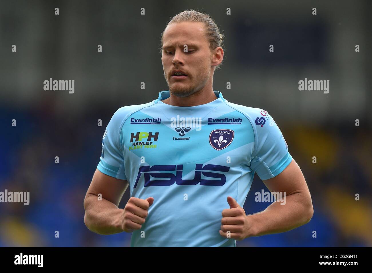 Jacob Miller (6) of Wakefield Trinity during the warm up Stock Photo ...