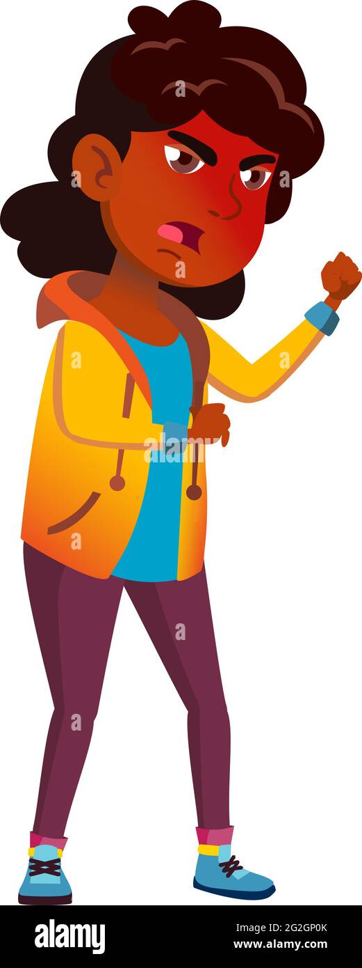 mad girl hooligan fighting with classmate at school cartoon vector ...