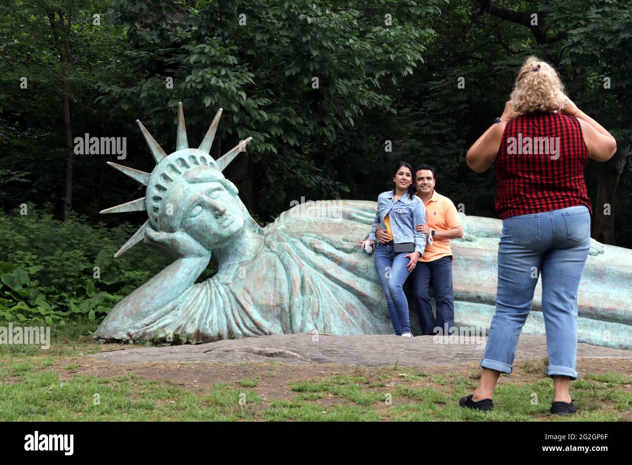 New York, NY, USA. 11 Jun 2021. A 25-foot-long sculpture of the Statue ...