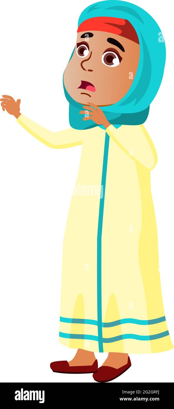 muslim girl calling out to neighbor on tree cartoon vector Stock Vector ...