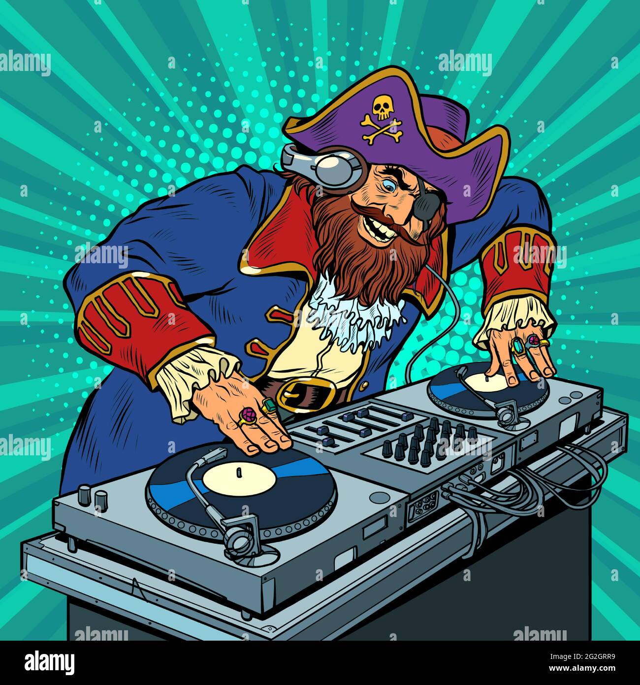 Pirate Music concept dj on vinyl turntables. concert music performance ...