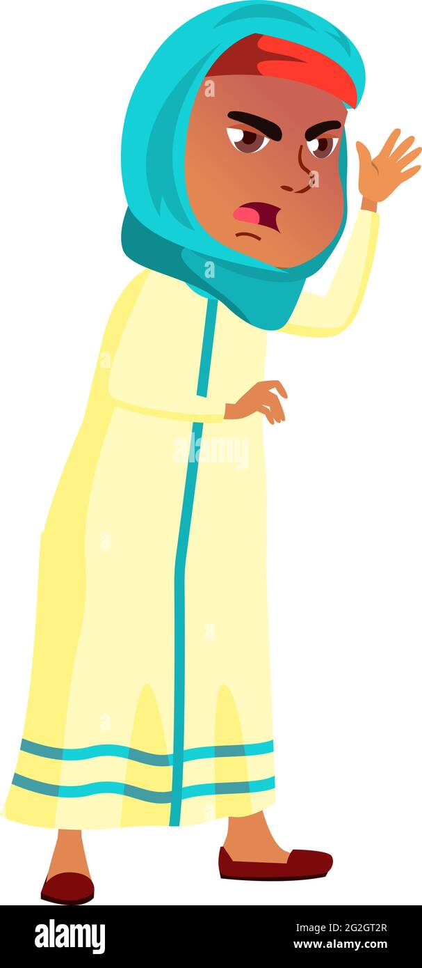 angry muslim girl screaming at classmate on school backyard cartoon ...