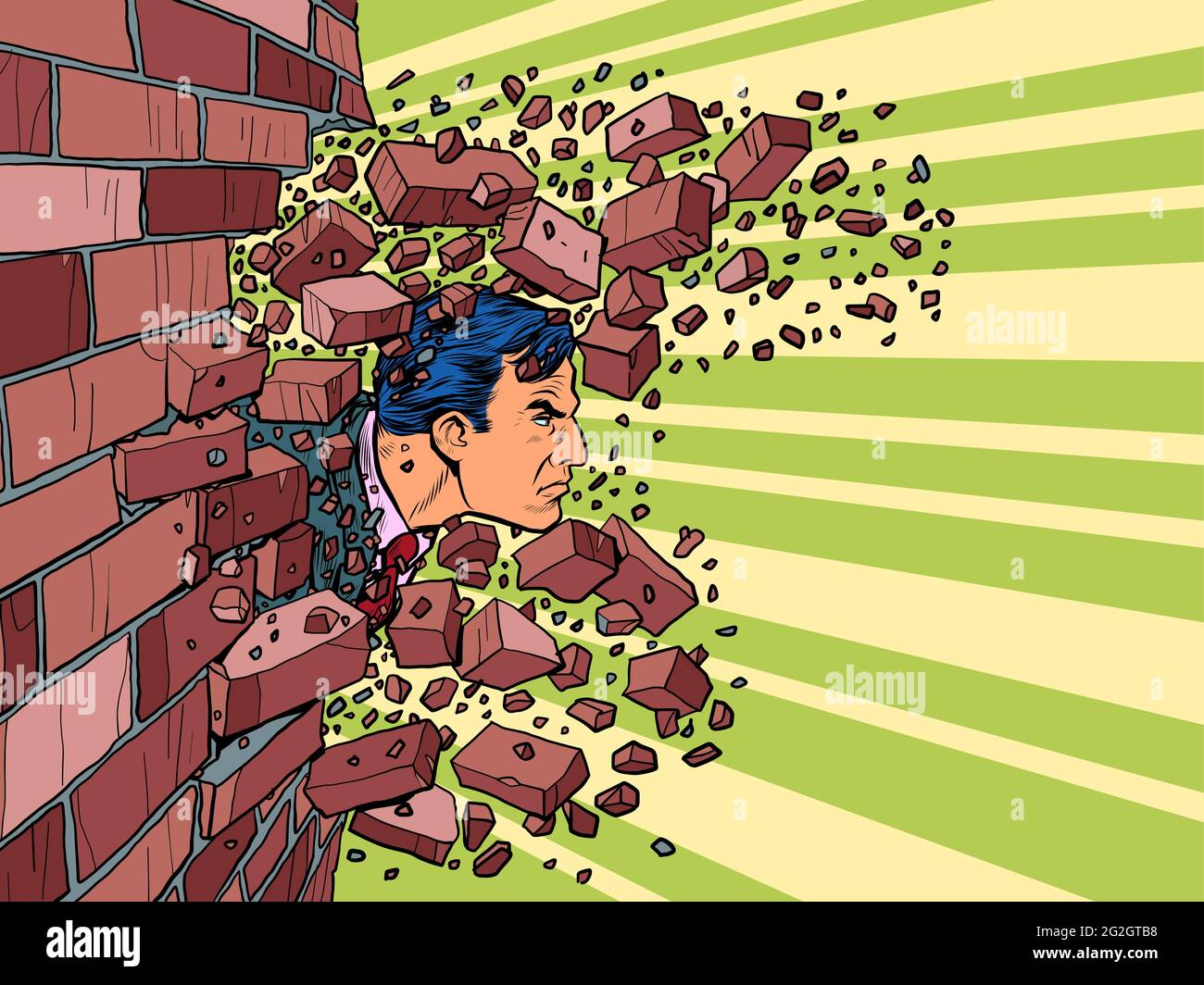 Breaking through wall comic hi-res stock photography and images - Alamy