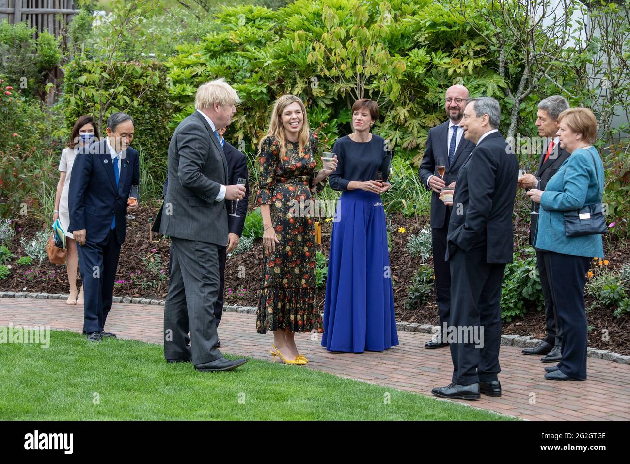 Prime Minister Boris Johnson and wife Carrie with G7 leaders attend a ...