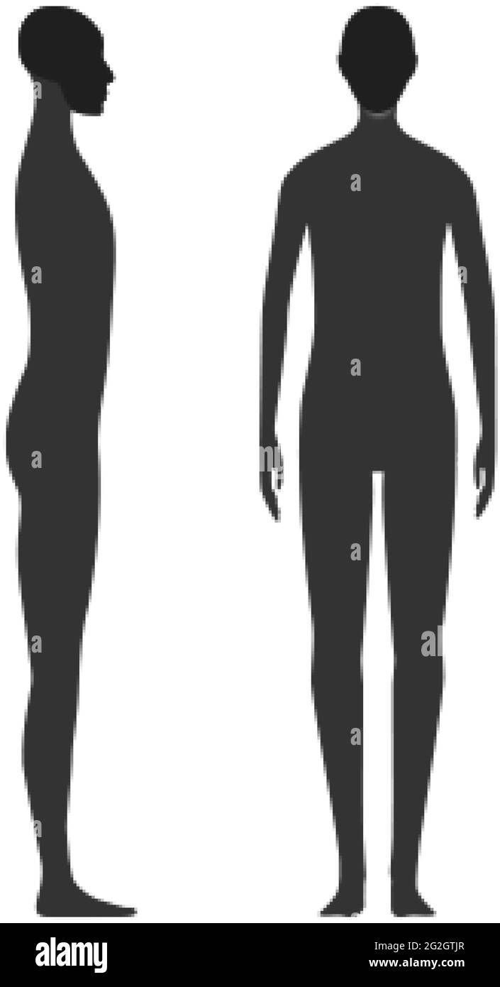 Side and front view silhouette of a gender neutral person with a ...