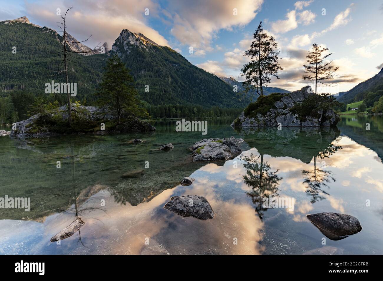 Sunset at the Hintersee Stock Photo - Alamy