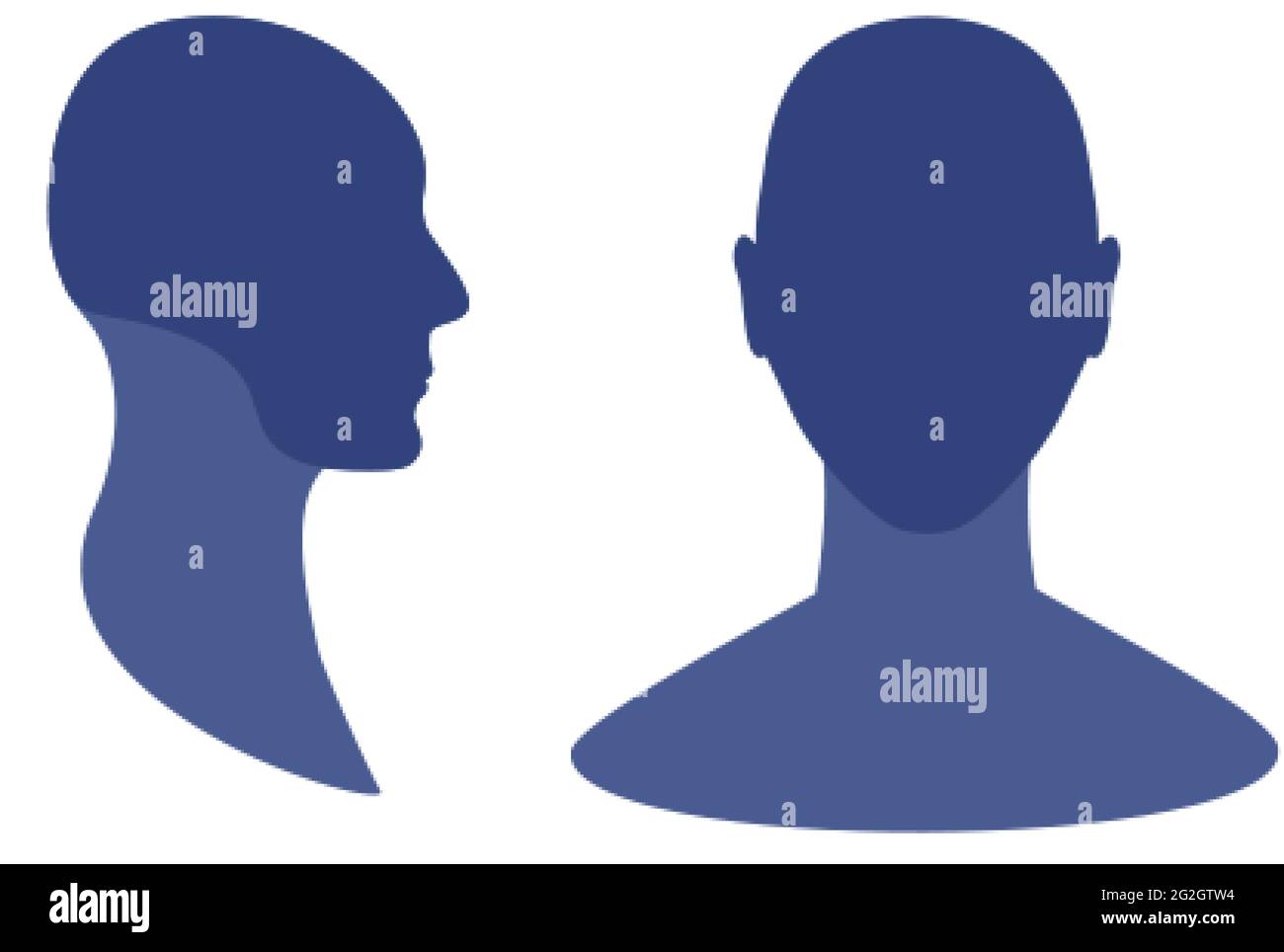 Man's front and side view profile avatar silhouette with a highlighted ...