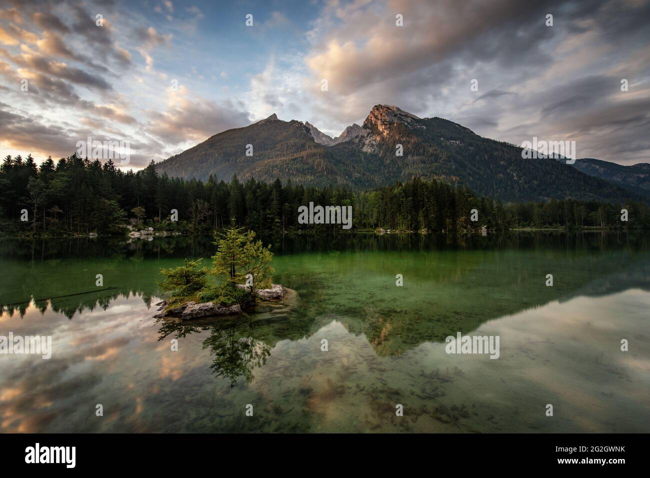 The hintersee in the morning the hochkalter in the background hi-res ...