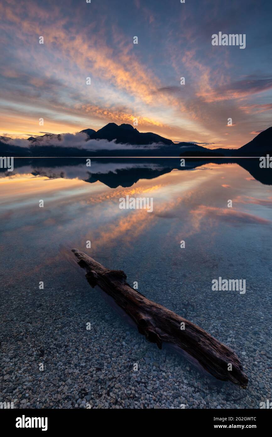 Walchensee at sunset Stock Photo - Alamy