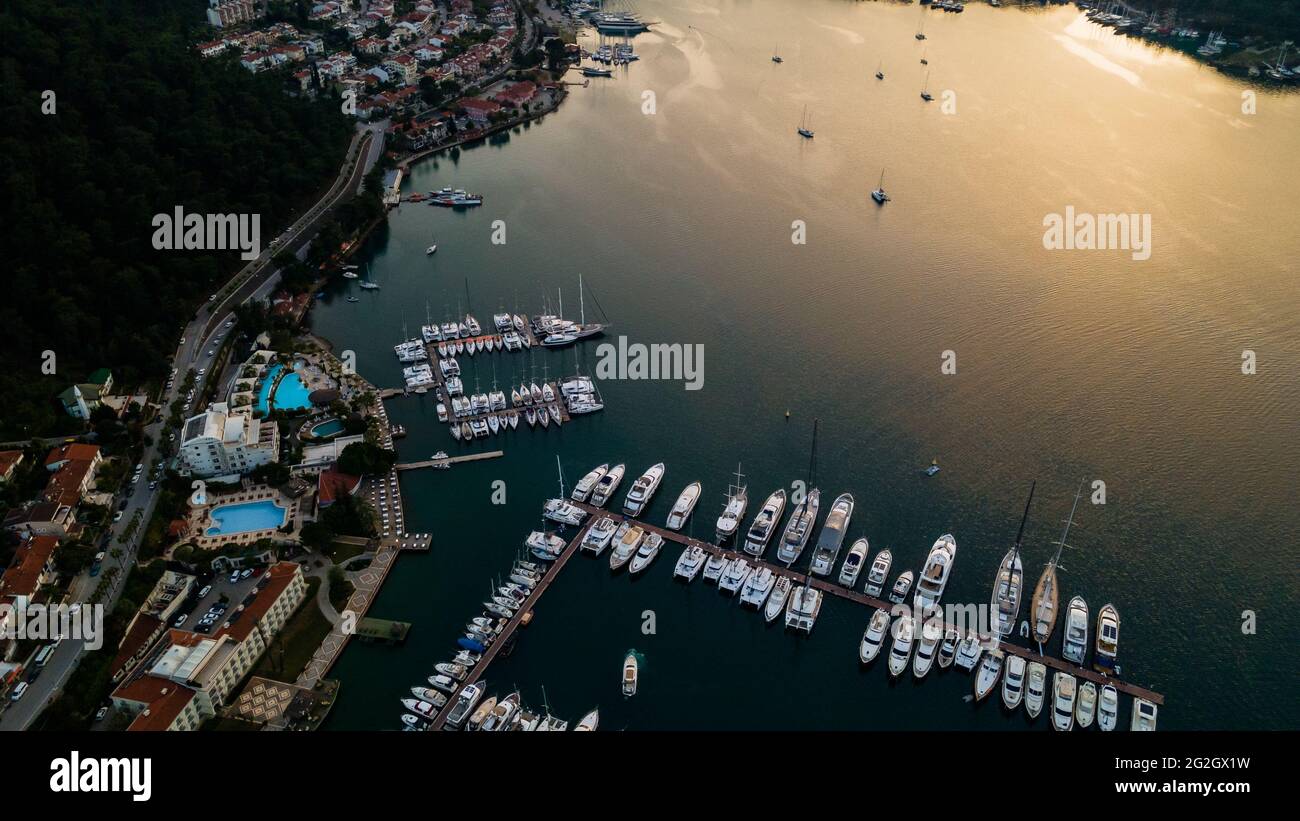 aerial view of marina fethie, turkey. High quality photo Stock Photo ...