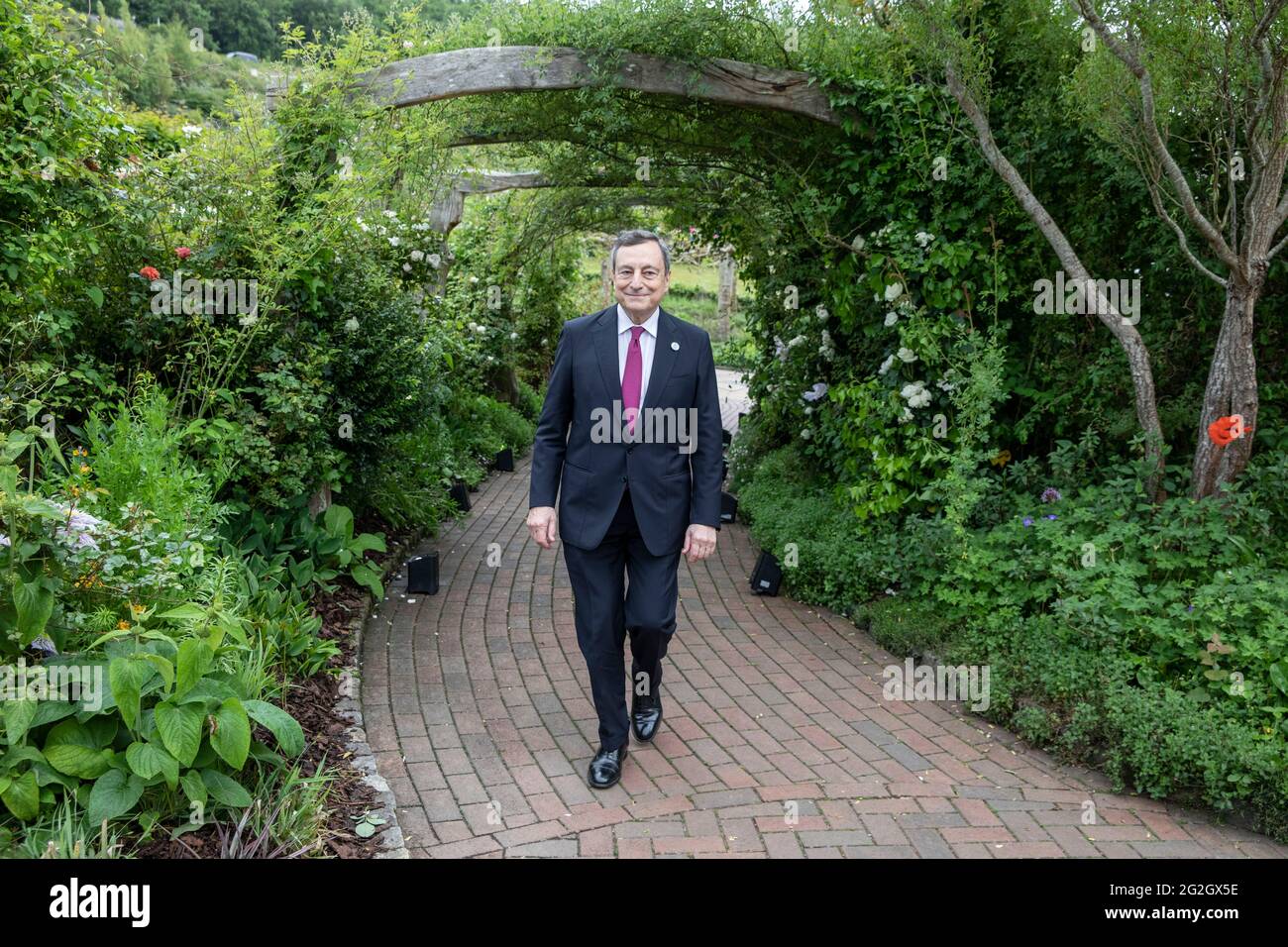 Italian Prime Minister Mario Draghi attends a reception at the Eden ...