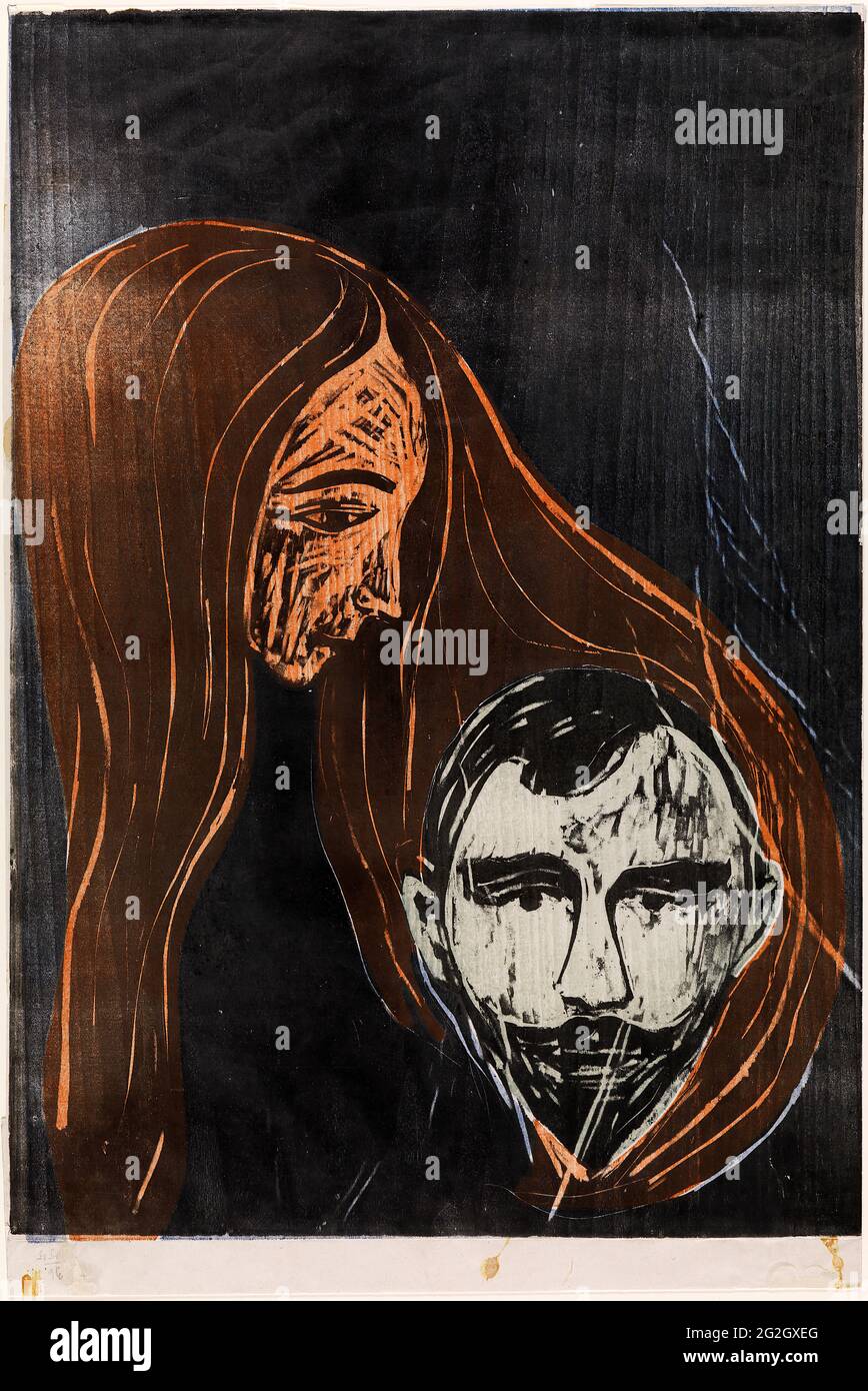 Edvard Munch - Mans Head in Womans Hair Stock Photo - Alamy