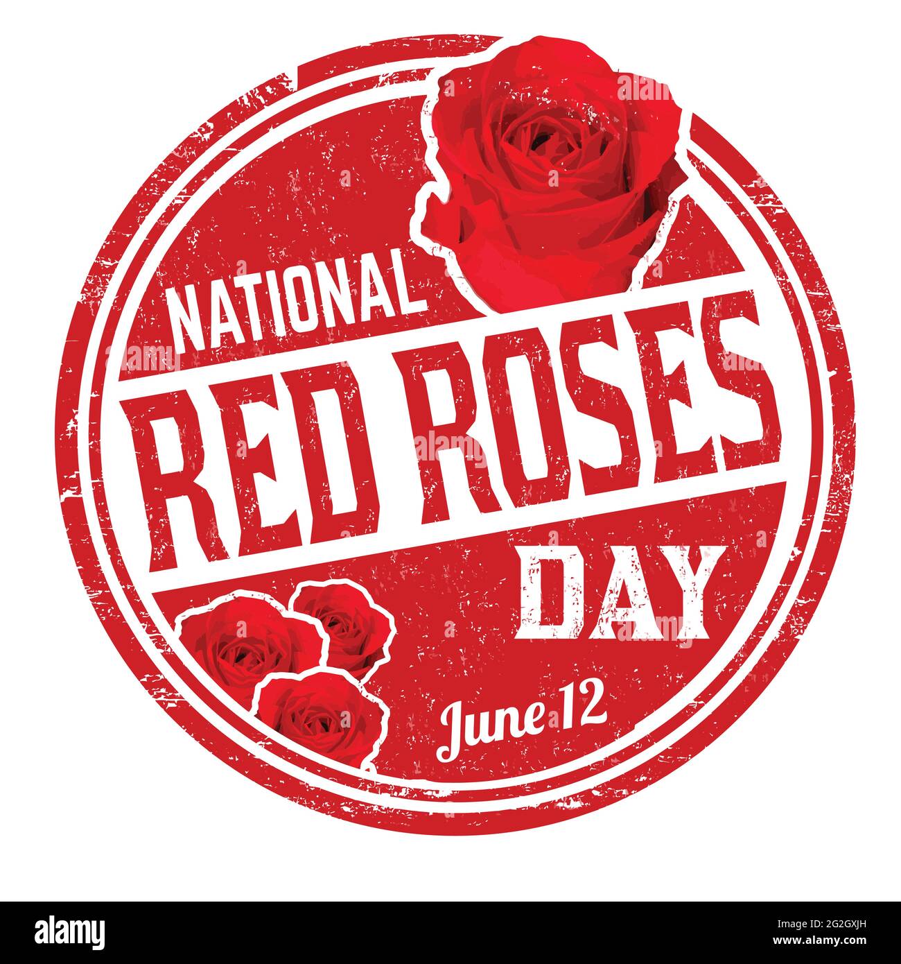 National red roses day grunge rubber stamp on white background, vector ...