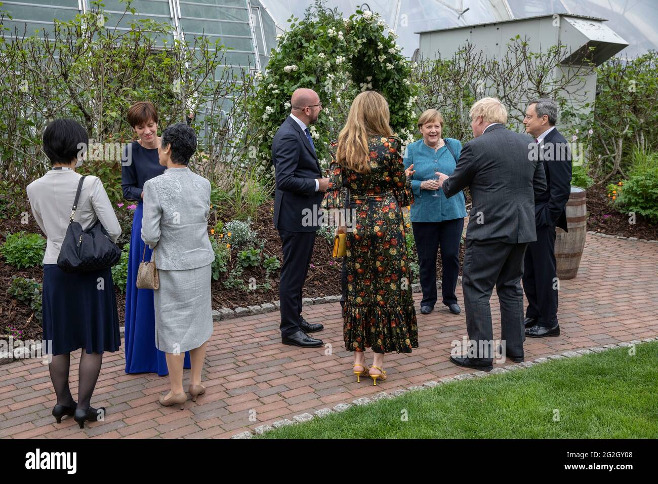 Prime Minister Boris Johnson and wife Carrie with G7 leaders attend a ...