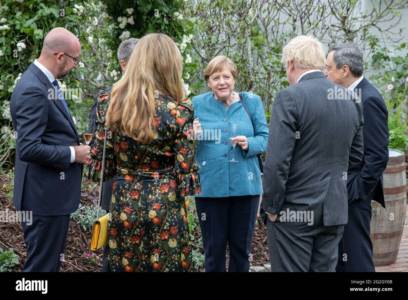 Prime Minister Boris Johnson and wife Carrie with G7 leaders attend a ...