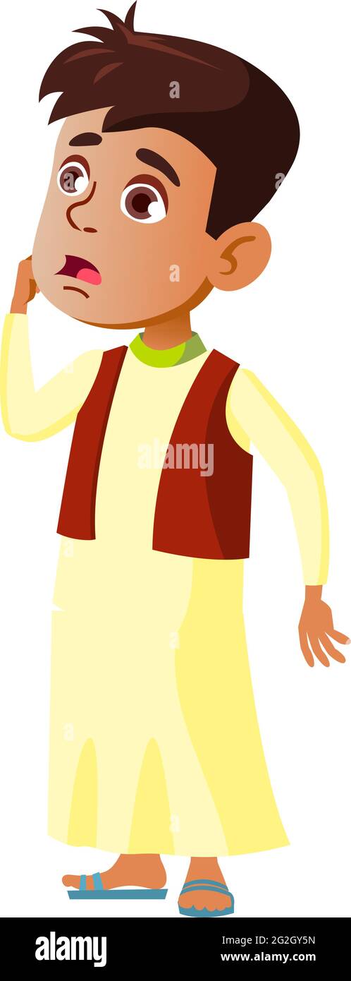 shocked egyptian boy look at snow first time cartoon vector Stock ...