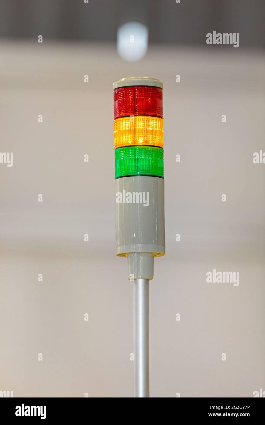 Tower Signal Lights Pole at Machine in Factory Production Stock Photo ...