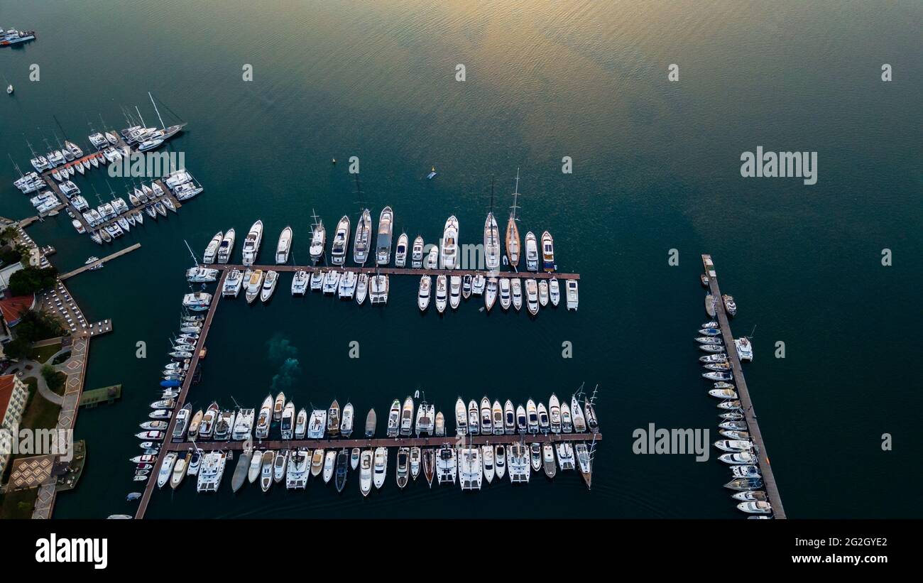 aerial view of marina fethie, turkey Stock Photo - Alamy