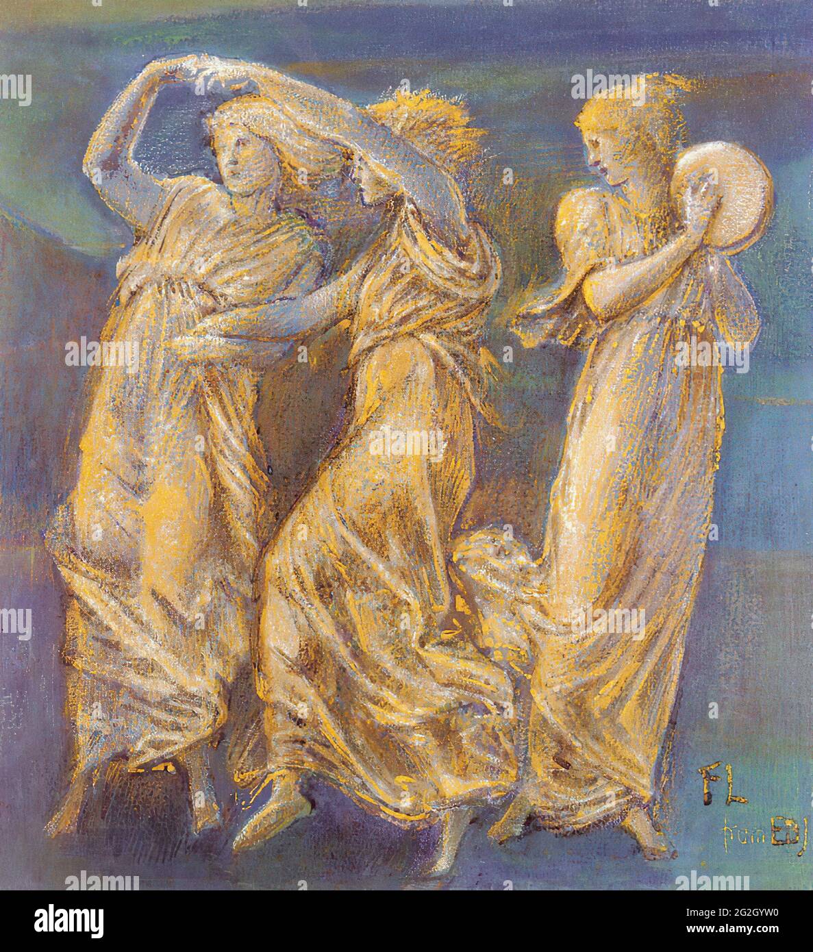 Edward Burne-Jones (1833-1898) - Three Female Figures Dancing Playing ...