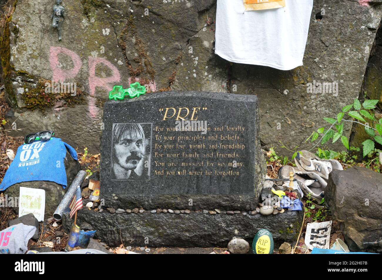 A detailed view of Pre's Rock, Friday, June 11, 2021, in Eugene, Ore ...