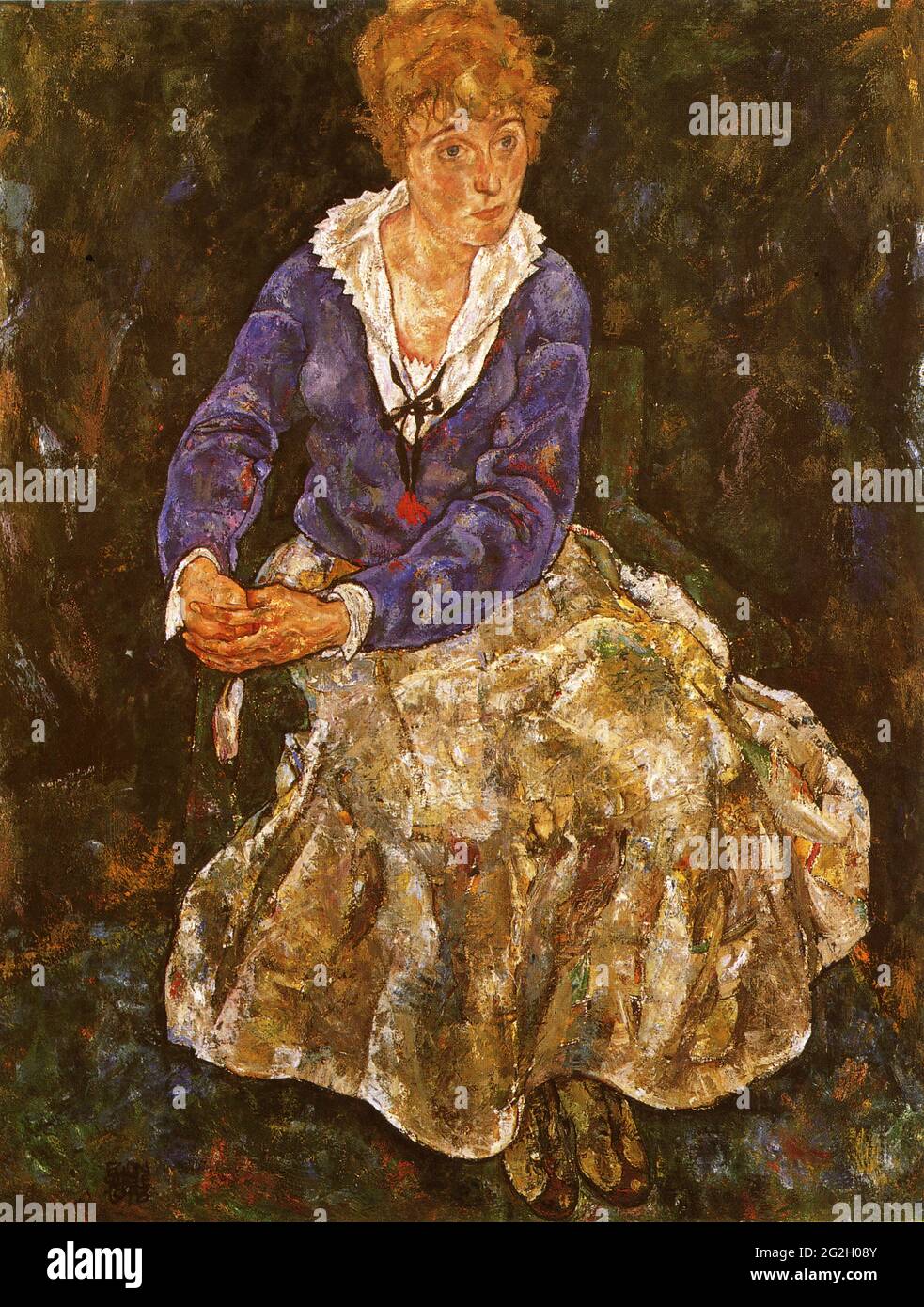 Egon Schiele - Edith Schiele Die Frau Des Knstlers Sitzend Stock Photo ...
