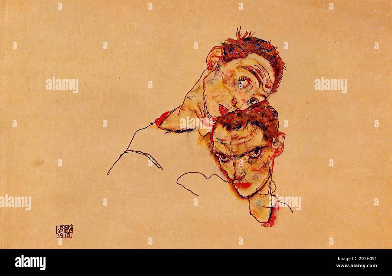 Egon Schiele - Double Self Portrait 1915 Stock Photo - Alamy