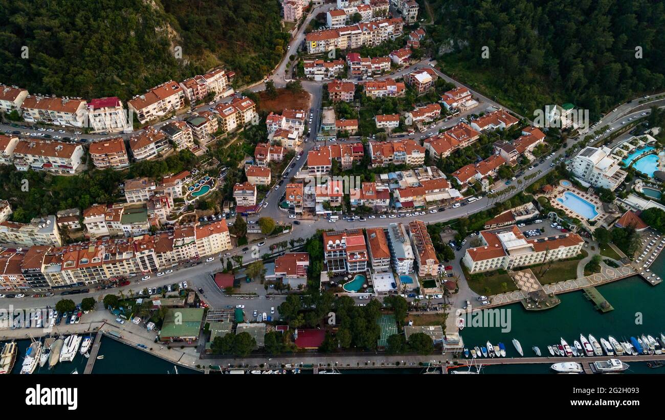 aerial view of marina fethie, turkey Stock Photo - Alamy