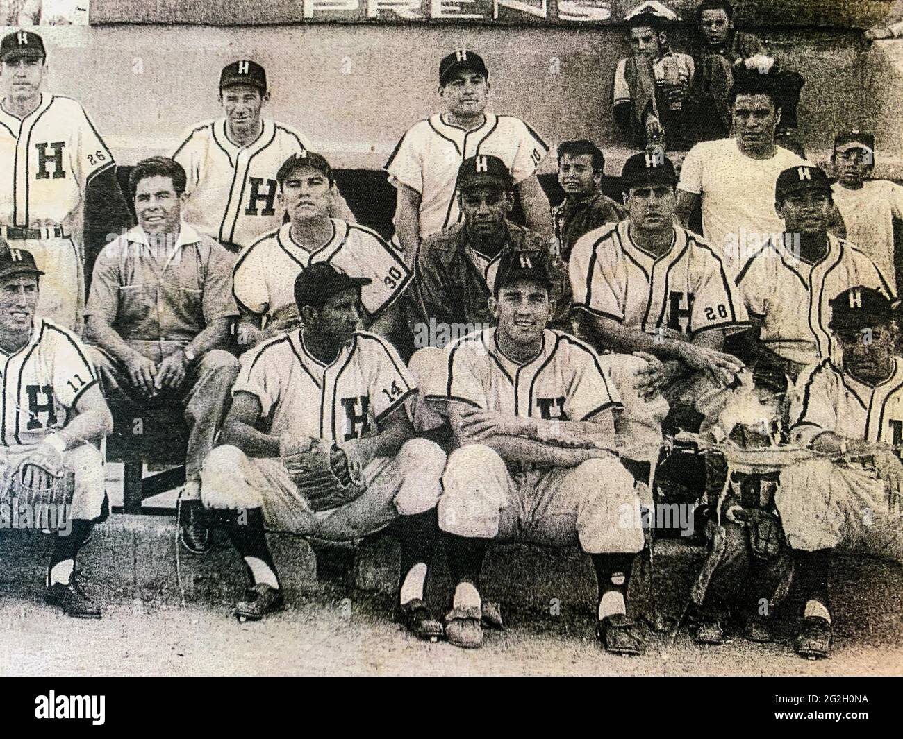Naranjeros de Hermosillo team. Group photo of the baseball team. Old ...