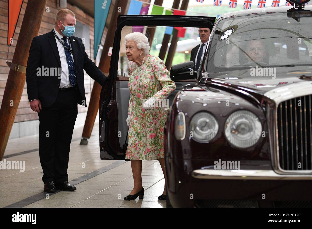 Queen Elizabeth II arrives to attend an event at the Eden Project in ...