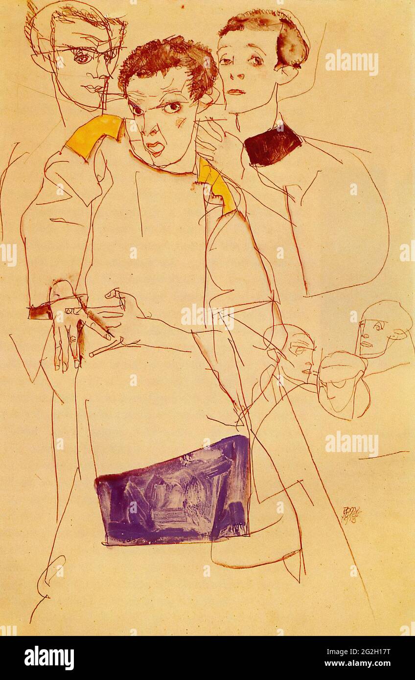 Egon Schiele - Triple Self Portrait 1913 Stock Photo - Alamy