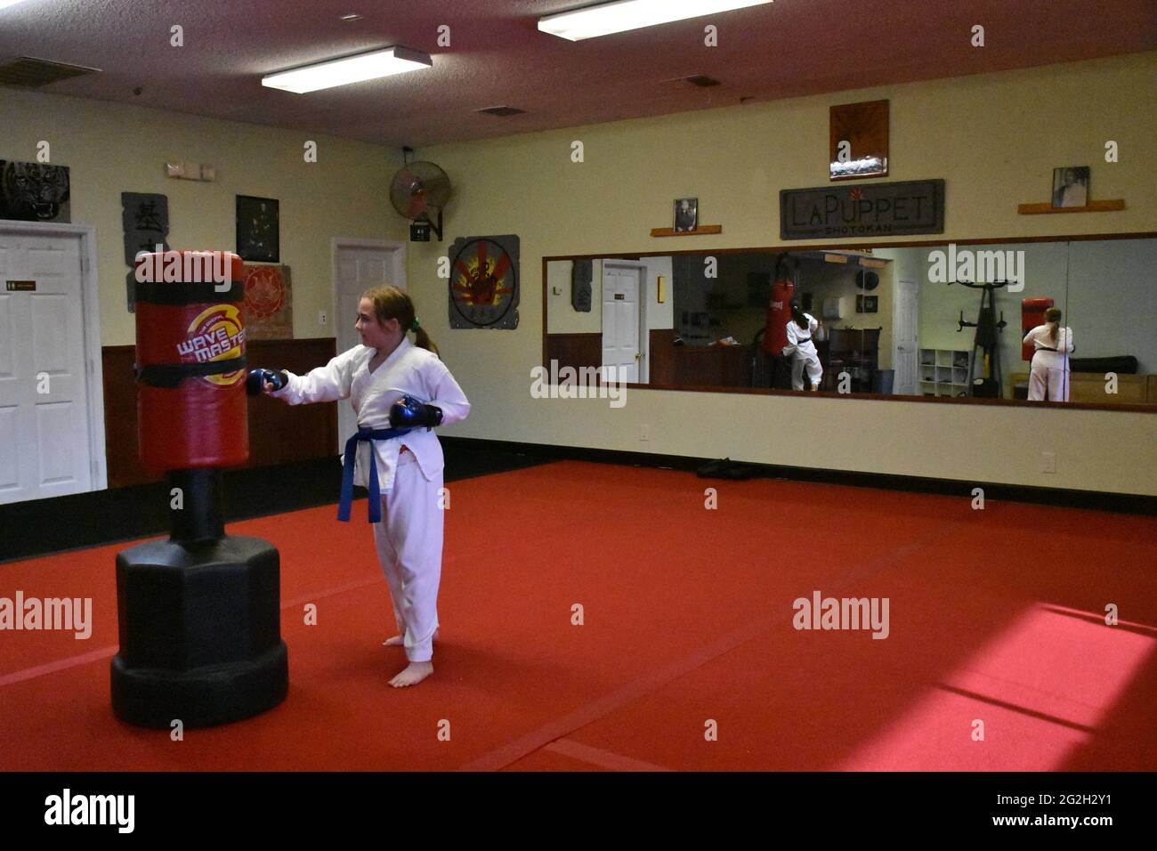 This action photo is of my daughter in her Karate class. Karate is a ...