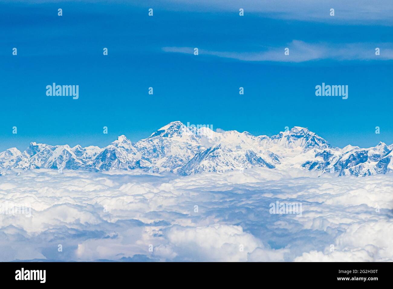 Mount Everest in the Himalayas. 8848 m high. The highest mountain on ...