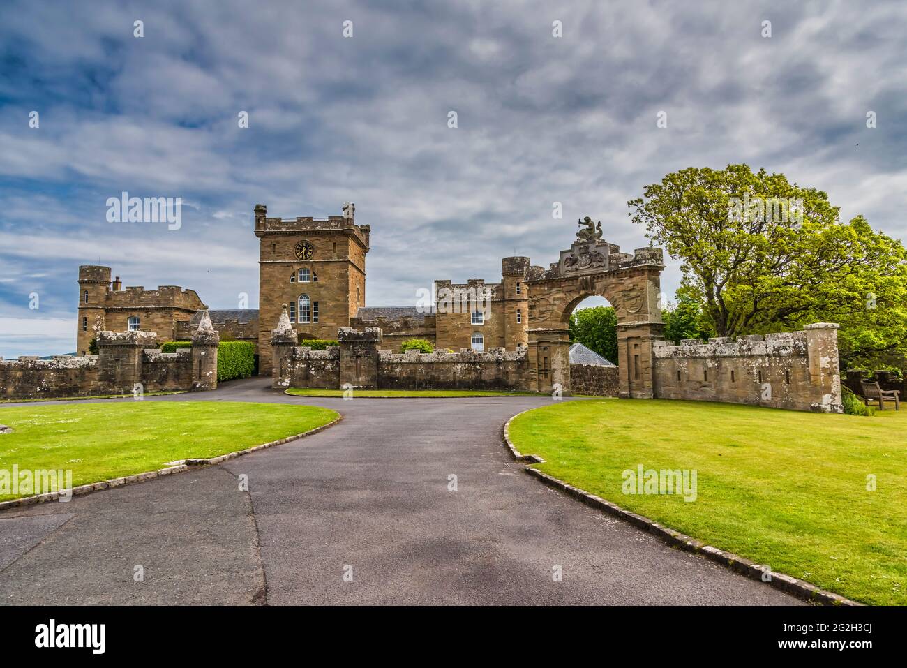 Scotland. Culzean Castle clock tower, coach house and horse stables ...