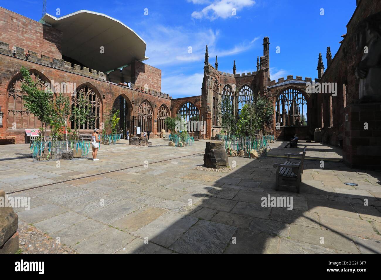 The bombed out Cathedral, destroyed by the Blitz in WW2, with the new ...
