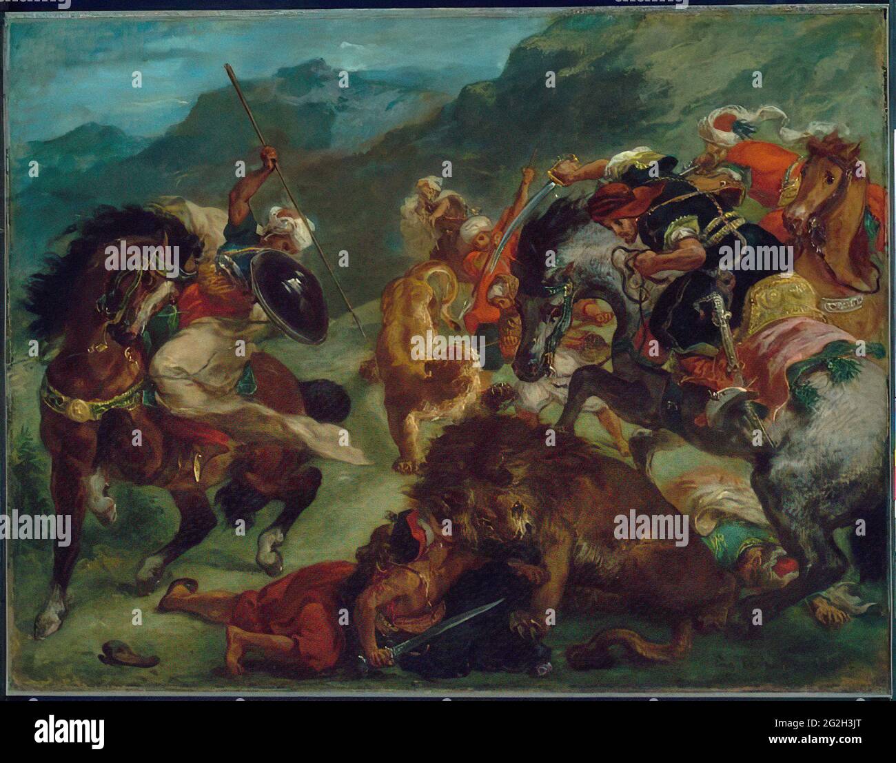 Eugène Delacroix - Lion Hunt 1858 Stock Photo - Alamy