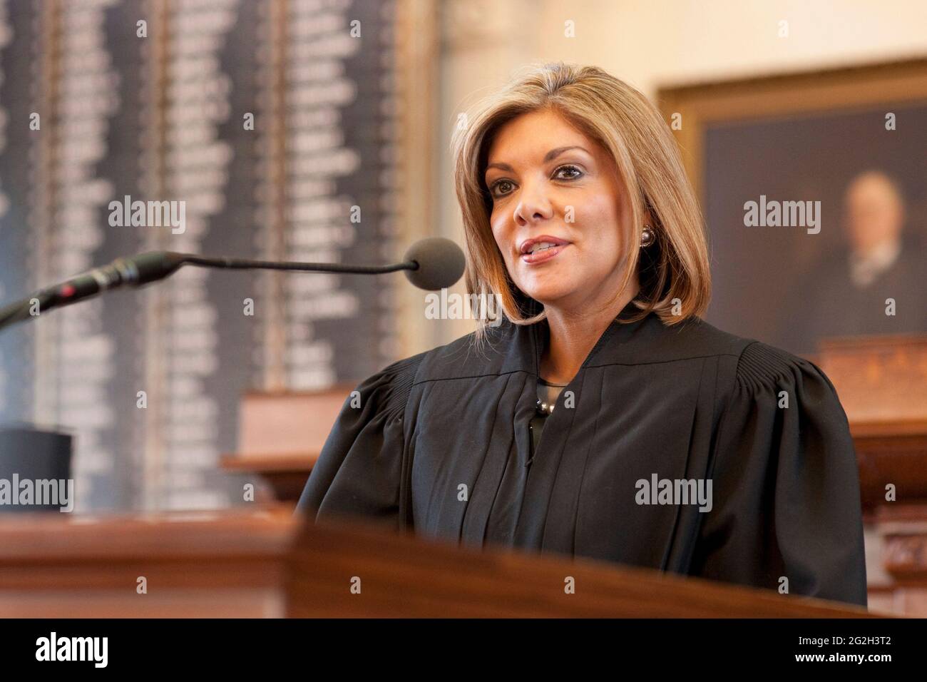 Texas Supreme Court Justice Eva Guzman speaks after being sworn into ...