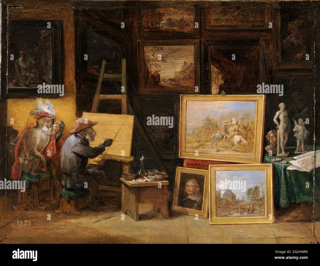 David Teniers - the Monkey Painter Stock Photo - Alamy