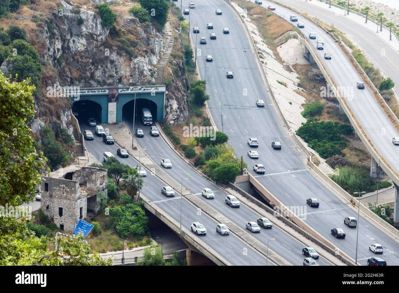 Nahr el Kalb tunnel in historic Nahr el Kalb valley, Lebanon Stock ...