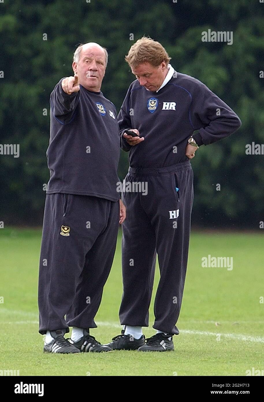 PORTSMOUTH TRAINING 13-5-04 HARRY REDKNAPP, JIM SMITH PIC MIKE WALKER ...