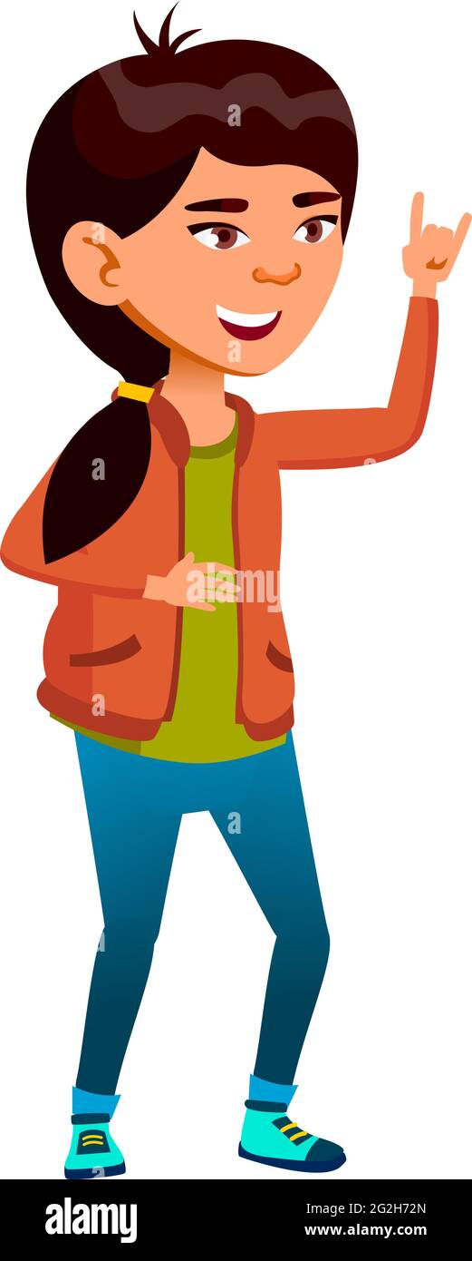 preteen korean girl on rock festival event cartoon vector Stock Vector ...