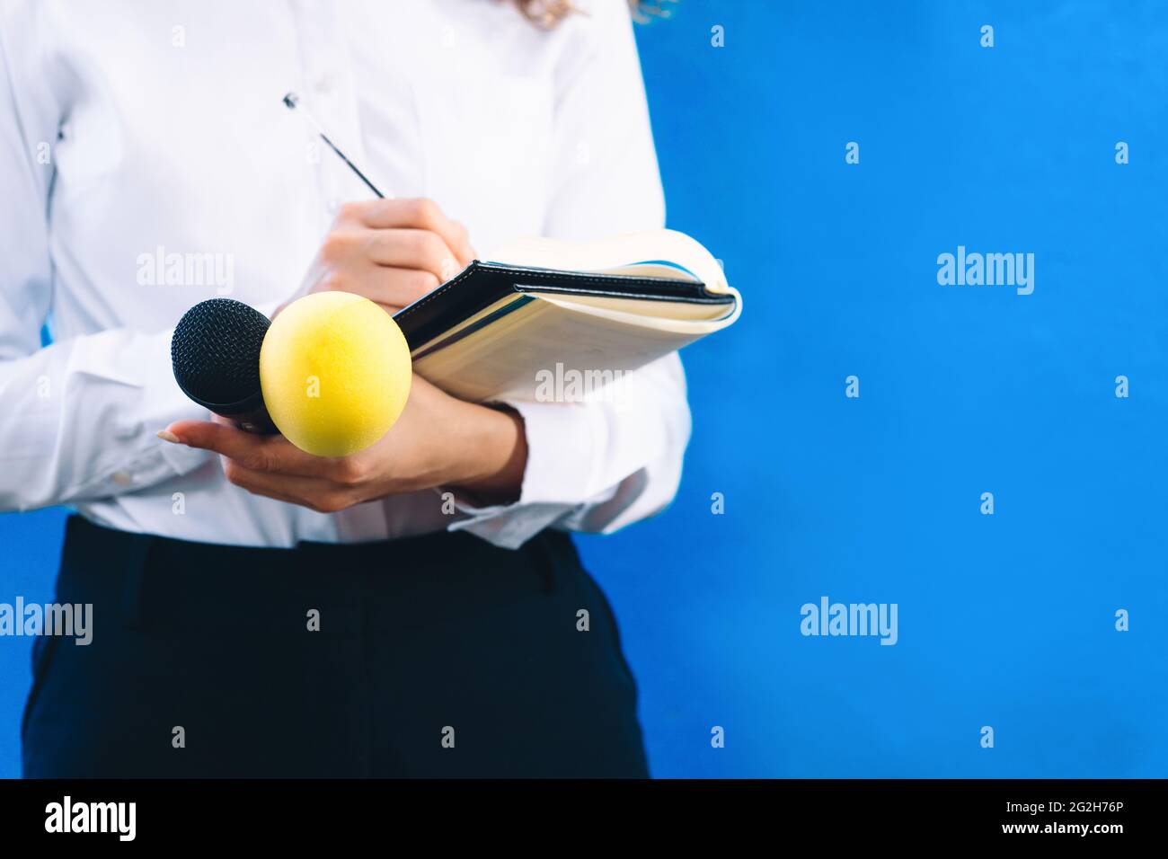 Female reporter taking notes hi-res stock photography and images - Alamy