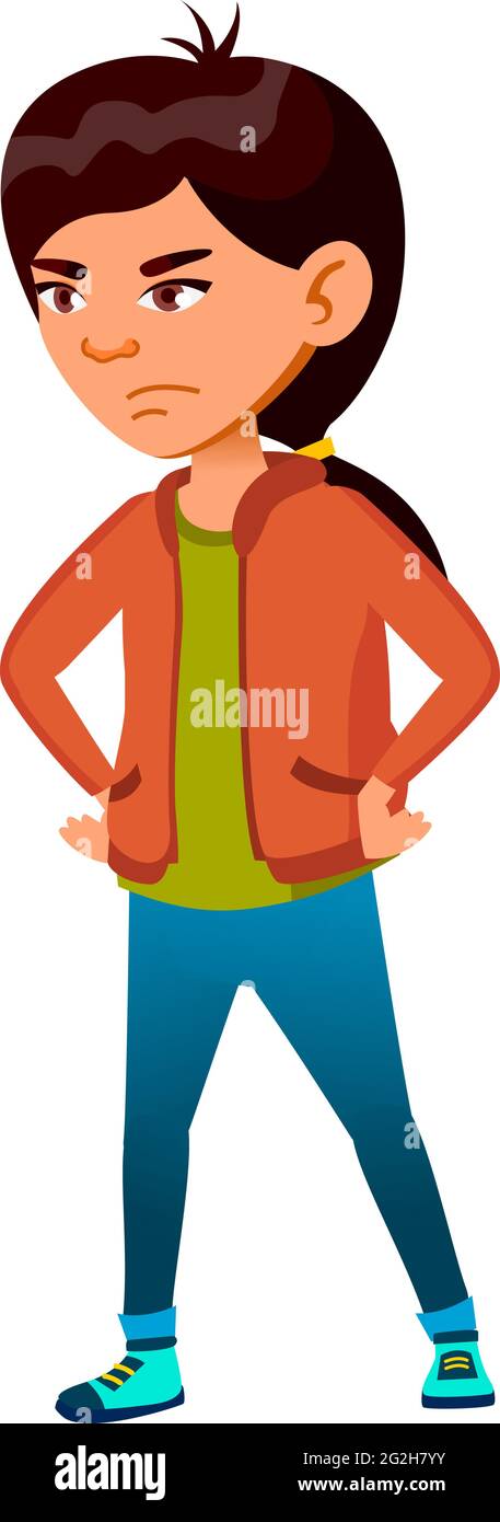 sad korean girl looking with frustration at brother kid cartoon vector ...