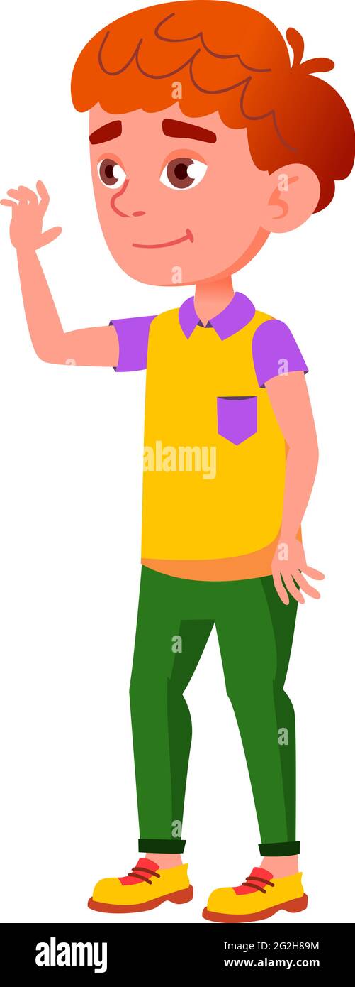 little boy greeting guests at home cartoon vector Stock Vector Image ...