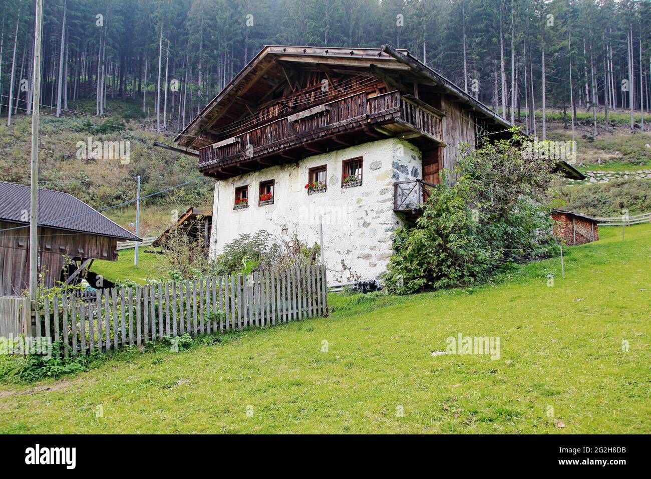 Old mountain farmhouse in the south tyrolean sarntal hi-res stock ...