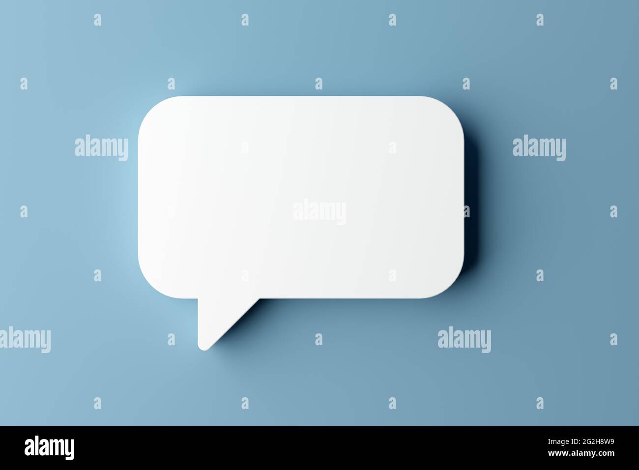 White empty speech bubble or balloon over blue background with shadow ...