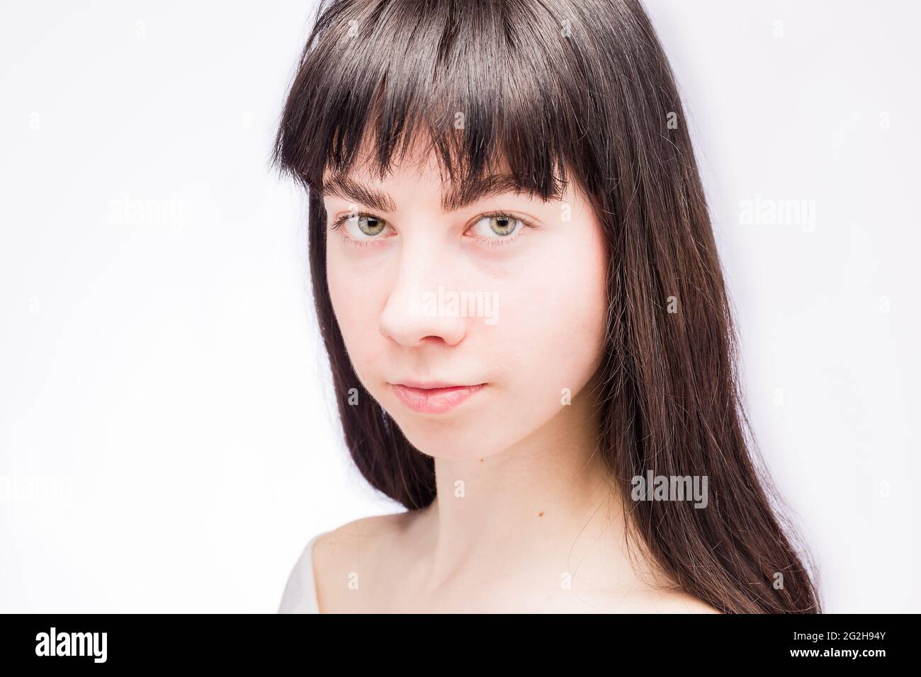 Young student caucasian profile picture headshot in white background. A ...