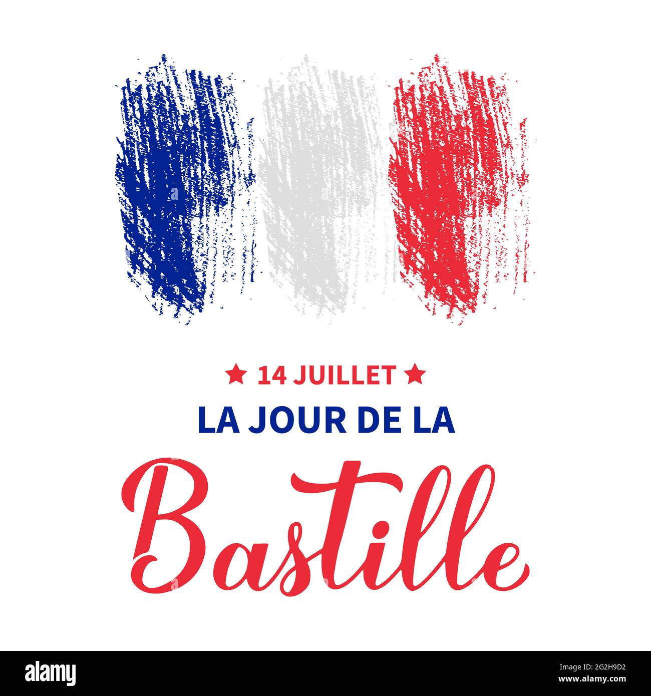 Happy Bastille Day calligraphy lettering in French language with brush ...