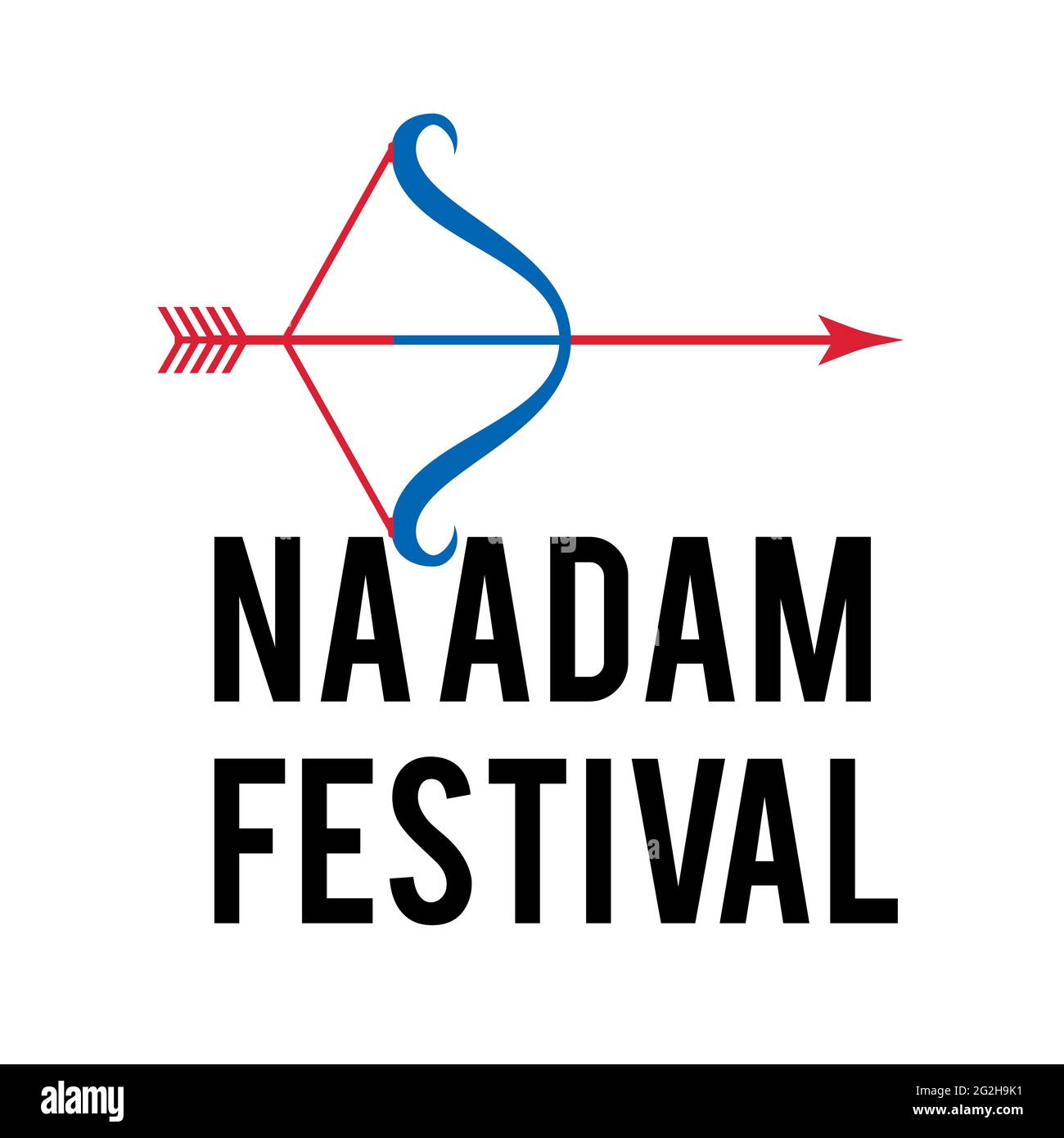 Naadam Festival lettering with bow and arrow. Traditional event in ...